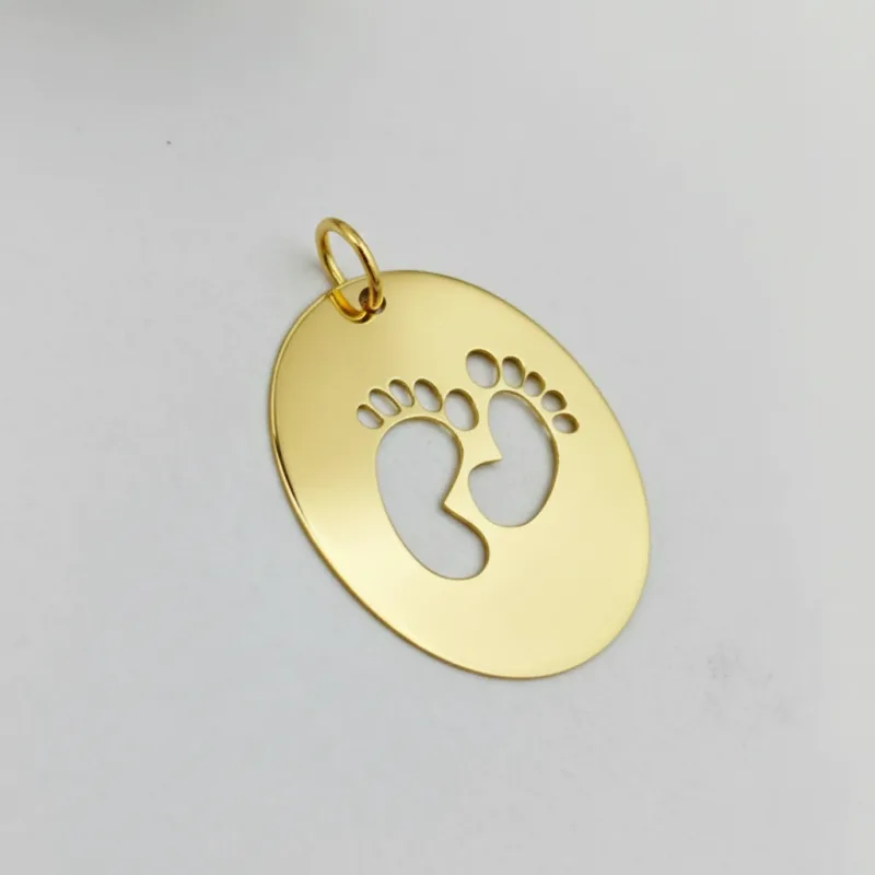 پلاک طلا لیزری طرح ردپا نوزاد دختر و پسر کد 2288 SF