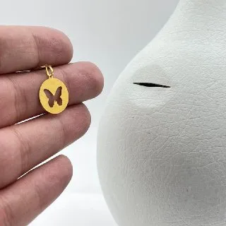 پلاک طلا لیزری طرح پروانه زنانه و دخترانه کد 2324 SF